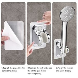 WXJ13 2 Pieces Strong Adhesive Shower Head Holder,No Drilling Wall Mounted Shower Bracket