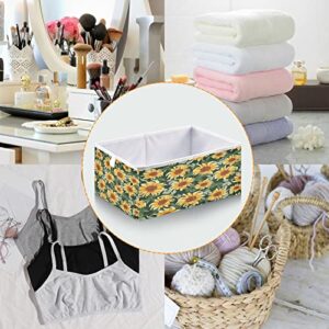 Kigai Sunflower Cube Storage Bins - 11x11x11 in Large Foldable Cubes Organizer Storage Basket for Home Office, Nursery, Shelf, Closet