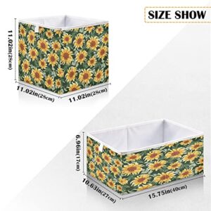 Kigai Sunflower Cube Storage Bins - 11x11x11 in Large Foldable Cubes Organizer Storage Basket for Home Office, Nursery, Shelf, Closet