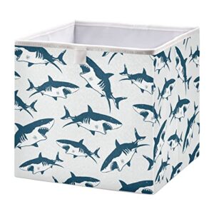 kigai cartoon sharks cube storage bins - 11x11x11 in large foldable cubes organizer storage basket for home office, nursery, shelf, closet