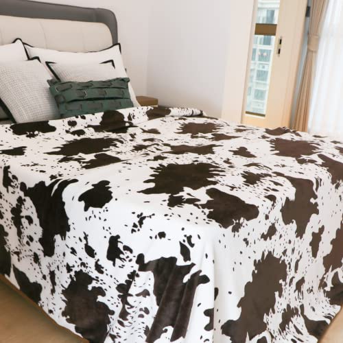 Cow Print Blanket Plush Flannel Fleece Throw Blanket Soft Warm Cow Blanket Lightweight Blankets and Throws for Sofa Couch Bed Travel Camping Home Farm Decorative Perfect Cow Gift Throw Size 50" x 60"