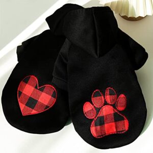 2 Pieces Dog Hoodie Love Foot Prints for Dog Clothes Holiday Festival Dog Dresses Puppy Hoodies Party Costumes Doggie Coat Cat Outfits Dog Sweatshirt for Small Dogs Cats Boy Girl Puppy Clothes