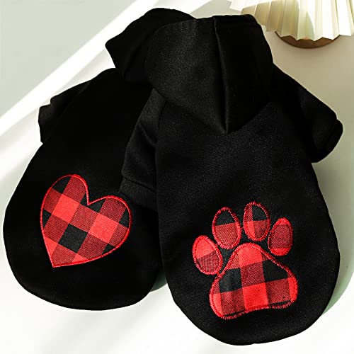 2 Pieces Dog Hoodie Love Foot Prints for Dog Clothes Holiday Festival Dog Dresses Puppy Hoodies Party Costumes Doggie Coat Cat Outfits Dog Sweatshirt for Small Dogs Cats Boy Girl Puppy Clothes