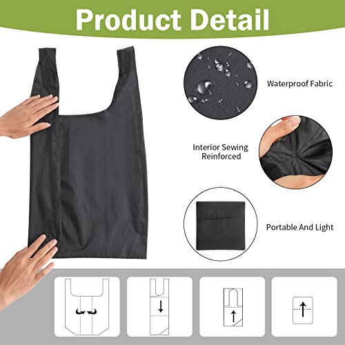 Chumia 50 Pack Reusable Grocery Bags Foldable Portable Shopping Bags Polyester Washable Grocery Bag with Handles (Black)