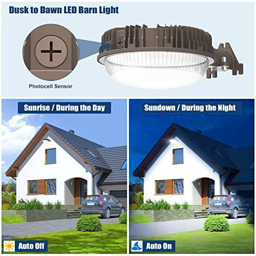 OPENLUX 120w LED Barn Light Dusk to Dawn 14400LM Outdoor Security Light with Photocell, 5000K LED Yard Light Wall Mount, AC 100-277V Input IP65 Waterproof for Farm Barn Garage Yard…