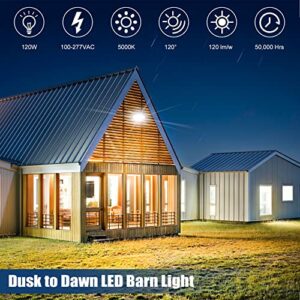 OPENLUX 120w LED Barn Light Dusk to Dawn 14400LM Outdoor Security Light with Photocell, 5000K LED Yard Light Wall Mount, AC 100-277V Input IP65 Waterproof for Farm Barn Garage Yard…