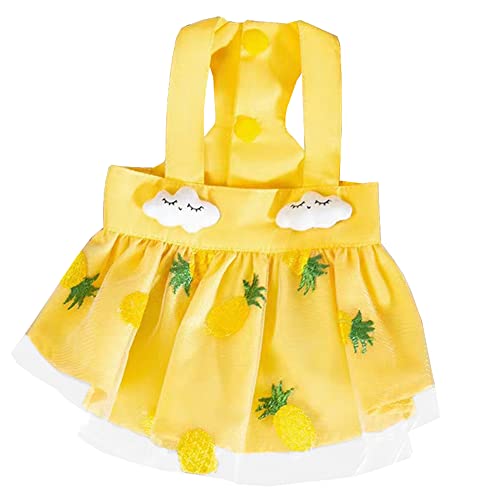 Gittcoll Anelekor Puppy Princess Dresses Girl Dog Clothes Doggy Summer Outfit Lovely Pineapple Sleeveless Lace Skirt for Cat Bunny Chihuahua and Small Extra Small Dogs (X-Small, Yellow)