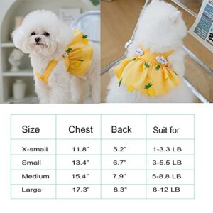 Gittcoll Anelekor Puppy Princess Dresses Girl Dog Clothes Doggy Summer Outfit Lovely Pineapple Sleeveless Lace Skirt for Cat Bunny Chihuahua and Small Extra Small Dogs (X-Small, Yellow)