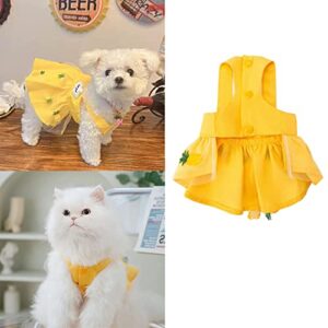 Gittcoll Anelekor Puppy Princess Dresses Girl Dog Clothes Doggy Summer Outfit Lovely Pineapple Sleeveless Lace Skirt for Cat Bunny Chihuahua and Small Extra Small Dogs (X-Small, Yellow)