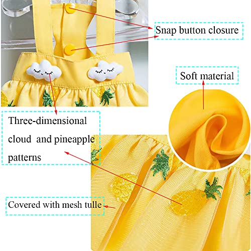 Gittcoll Anelekor Puppy Princess Dresses Girl Dog Clothes Doggy Summer Outfit Lovely Pineapple Sleeveless Lace Skirt for Cat Bunny Chihuahua and Small Extra Small Dogs (X-Small, Yellow)