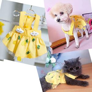 Gittcoll Anelekor Puppy Princess Dresses Girl Dog Clothes Doggy Summer Outfit Lovely Pineapple Sleeveless Lace Skirt for Cat Bunny Chihuahua and Small Extra Small Dogs (X-Small, Yellow)