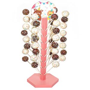 webake cake pop stand, 48 holes wood lollipop tree holder display stand wooden sucker cake pop drying stand for wedding birthday baby shower parties