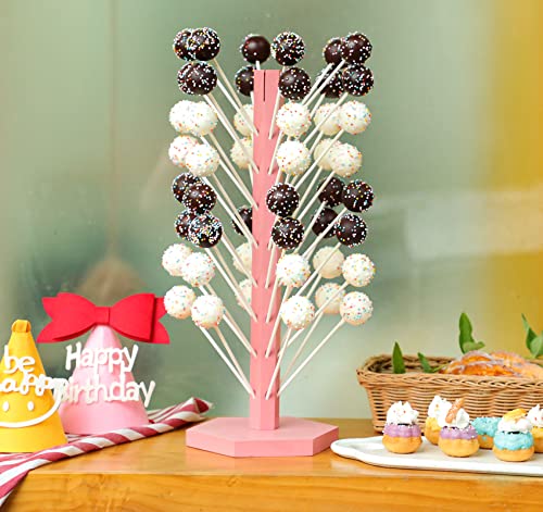 Webake Cake Pop Stand, 48 Holes Wood Lollipop Tree Holder Display Stand Wooden Sucker Cake Pop Drying Stand for Wedding Birthday Baby Shower Parties