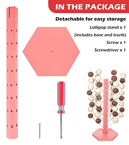 Webake Cake Pop Stand, 48 Holes Wood Lollipop Tree Holder Display Stand Wooden Sucker Cake Pop Drying Stand for Wedding Birthday Baby Shower Parties