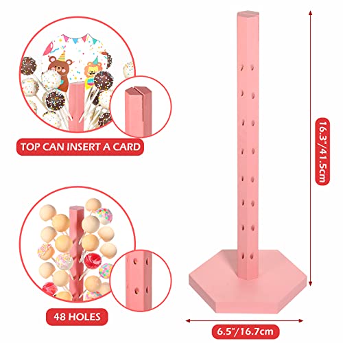 Webake Cake Pop Stand, 48 Holes Wood Lollipop Tree Holder Display Stand Wooden Sucker Cake Pop Drying Stand for Wedding Birthday Baby Shower Parties