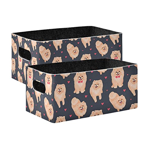 Puppy Storage Basket Felt Storage Bin Collapsible Felt Storage Cloth Baskets Containers Organizer for Pet Supplies Magazine