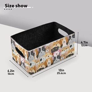 Dogs Storage Basket Felt Storage Bin Collapsible Closet Baskets Decorative Baskets Organizer for Pet Supplies Magazine