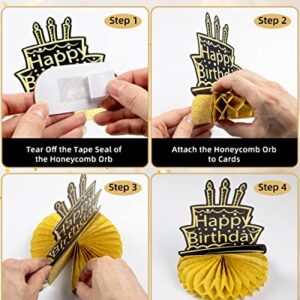 9 Pcs 50th Birthday Decoration for Men Women 50th Birthday Table Decorations Cheers to 50th Birthday Honeycomb Centerpieces 1973 Table Topper Black and Gold 50th Birthday Party Favors