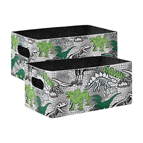 Dinosaur Skeleton Storage Basket Felt Storage Bin Collapsible Towel Storage Empty Gift Baskets Organizer for Kids Bedroom Magazine