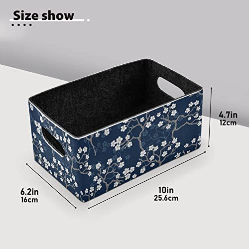 Cherry Blossoms Storage Basket Felt Storage Bin Collapsible Storage Box Convenient Box Organizer for Pet Supplies Magazine