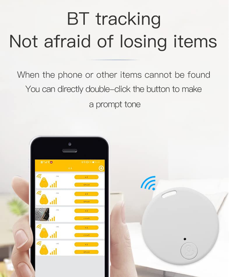 Beauty HAO Mini Dog GPS Tracking Device, No Monthly Fee App Locator, 2022 New Version Portable Bluetooth Intelligent Anti-Lost Device for Luggages/ Kid/ Pet Bluetooth Alarms (White)