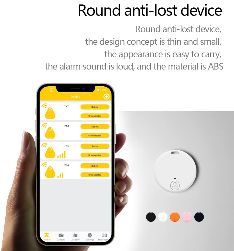 Beauty HAO Mini Dog GPS Tracking Device, No Monthly Fee App Locator, 2022 New Version Portable Bluetooth Intelligent Anti-Lost Device for Luggages/ Kid/ Pet Bluetooth Alarms (White)