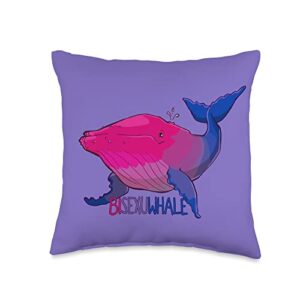 bisexuwhale - with text throw pillow, 16x16, multicolor