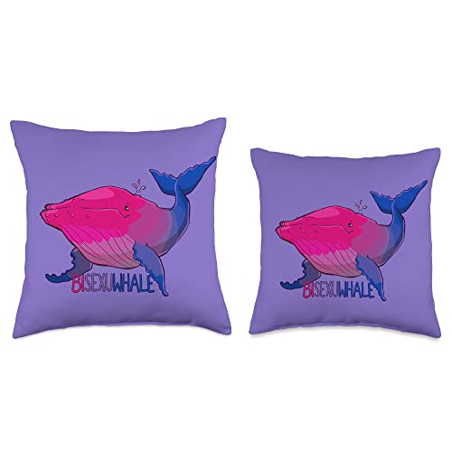 Bisexuwhale - With Text Throw Pillow, 16x16, Multicolor