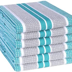 Waffle Stripe Kitchen Towel 18x28inch Teal Mercury,100% Cotton, Quick Dry, Tea Towels, Bar Towels, Highly Absorbent, Cleaning Towels, Kitchen Tea Towels, Pure Cotton, Absorbent Dish cloth Set of 4