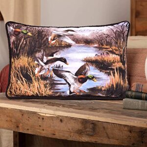 VISI-ONE Blue Ridge Trading Duck Approach Decorative Hunting Oblong Throw Pillow, 14" x 20" Inches, Plaid