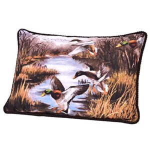 VISI-ONE Blue Ridge Trading Duck Approach Decorative Hunting Oblong Throw Pillow, 14" x 20" Inches, Plaid