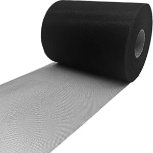 gimgree tulle fabric rolls, 6 inch by 100 yards (300 feet) fabric spool tulle ribbon, bridal solid sheer organza fabric bolt for wedding and decoration -black