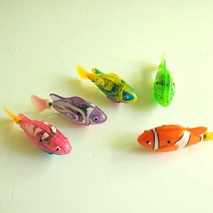 lemall 5pcs interactive robot swimming fish toys for cat,best water cat toy for indoor cats,best kitty playground,play fishing,moving battery included(10pcs)