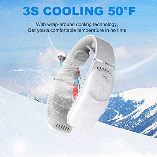 Elnicec Portable Neck Air Conditioner,Latest Upgrade Neck Cooler and Heater,2 Mode Personal Air Conditioner 3-Speed,Rechargeable Portable Neck Fan,For Summer and Winter.