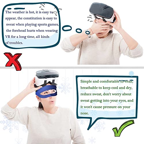 2Pcs VR Eye Mask Cover, Adjustable VR Face Mask Head Strap Sweatband with Elasticity, Breathable VR Masks Sweat Band for Oculus Sweat Quest 2