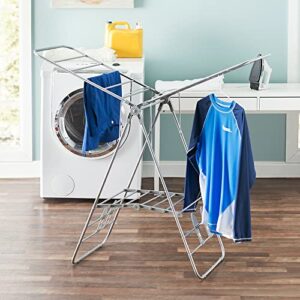 Home Basics Collapsible Clothes Drying Rack, Silver | Folds Down for Easy Storage | Large Drying Surface