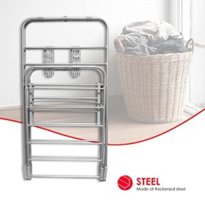 Home Basics Collapsible Clothes Drying Rack, Silver | Folds Down for Easy Storage | Large Drying Surface