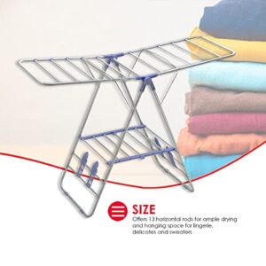 Home Basics Collapsible Clothes Drying Rack, Silver | Folds Down for Easy Storage | Large Drying Surface