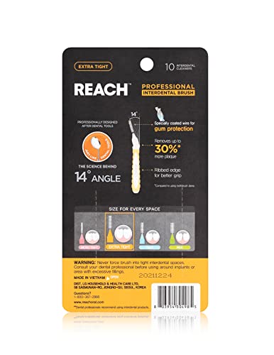 REACH Interdental Brush Extra Tight 0.7mm | Removes up to 30% More Plaque | Special Designed for Gum Protection, PFAS Free | 10 Brushes