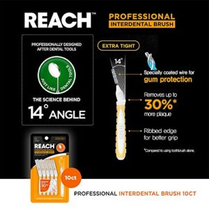 REACH Interdental Brush Extra Tight 0.7mm | Removes up to 30% More Plaque | Special Designed for Gum Protection, PFAS Free | 10 Brushes