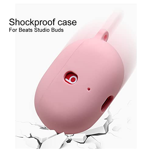 Claiol Silicone Case for Beats Studio Buds, Premium Shockproof Silicone 2021 New Beats Studio Buds Case Cover with Keychain. (Black)