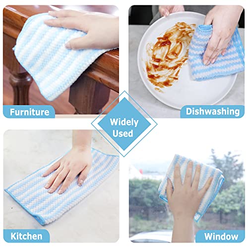 Microfiber Cleaning Cloth Absorbent Kitchen Towels Dish Cloths Washable 12×12in 10 Pack Reusable Cleaning Rags for Car Gardens Kitchen Hand Glass Windows Mirrors No Odor