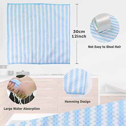 Microfiber Cleaning Cloth Absorbent Kitchen Towels Dish Cloths Washable 12×12in 10 Pack Reusable Cleaning Rags for Car Gardens Kitchen Hand Glass Windows Mirrors No Odor