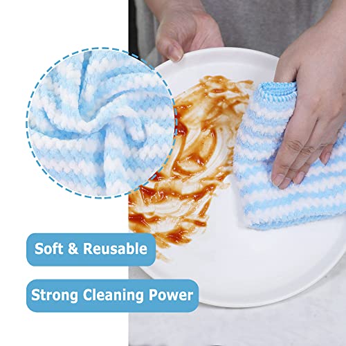 Microfiber Cleaning Cloth Absorbent Kitchen Towels Dish Cloths Washable 12×12in 10 Pack Reusable Cleaning Rags for Car Gardens Kitchen Hand Glass Windows Mirrors No Odor