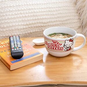 Toynk Sanrio Hello Kitty x Nissin Cup Noodles 24-Ounce Ceramic Soup Mug | Bowl For Ice Cream, Cereal, Oatmeal | Large Coffee Cup For Espresso, Caffeine, Beverage | Cute Home & Kitchen Essentials