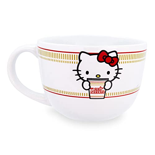 Toynk Sanrio Hello Kitty x Nissin Cup Noodles 24-Ounce Ceramic Soup Mug | Bowl For Ice Cream, Cereal, Oatmeal | Large Coffee Cup For Espresso, Caffeine, Beverage | Cute Home & Kitchen Essentials