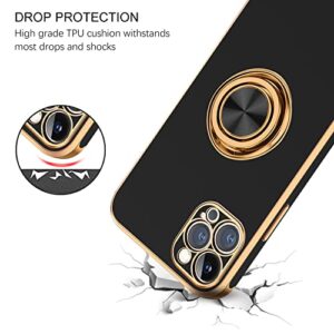 BENTOBEN Case for iPhone 12 Pro Max, iPhone 12 Pro Max Case with Ring Holder Rotation Kickstand Flexible TPU Bumper Shockproof Protective Women Girl Men Boy Phone Cover for iPhone 12 Pro Max, Black