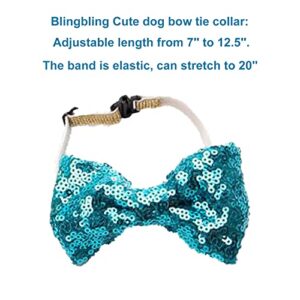 Dog Birthday Hat Bandana - Dog Birthday Party Supplies Birthday Dog Hat with Numbers Dog Bandana and Blingbling Dog Bow Set for Small Medium Dogs Pets (Blue)