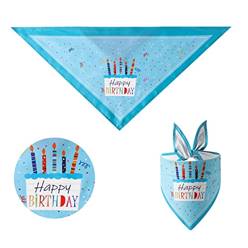 Dog Birthday Hat Bandana - Dog Birthday Party Supplies Birthday Dog Hat with Numbers Dog Bandana and Blingbling Dog Bow Set for Small Medium Dogs Pets (Blue)