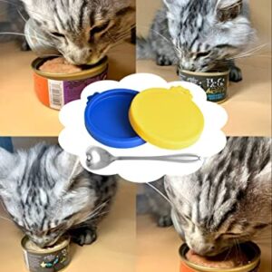 COMTIM Cat Food Can Lids, Silicone Pet Food Can Lids Small Cat Food Can Lids Covers for 3 oz Cans, 2 Lids with a Cat Food Spoon